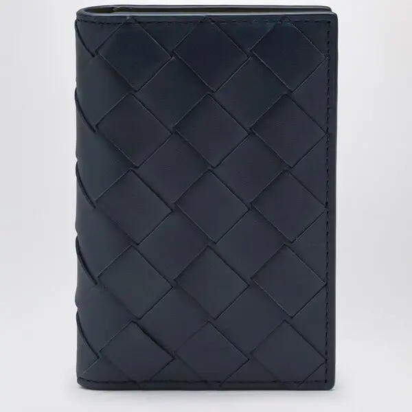 Bottega Veneta Cardholder With Flap In /cypress Intrecciato - Blue