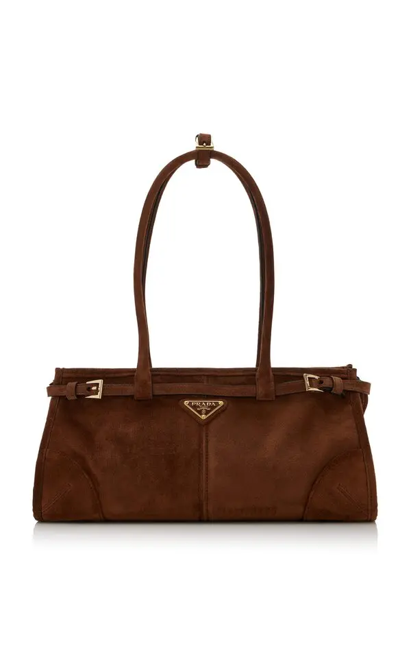 Prada Bonnie Small Suede Bag - Brown
