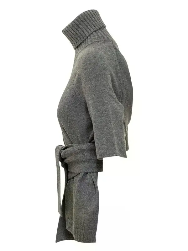 LANVIN Turtleneck Belted Top - Grey