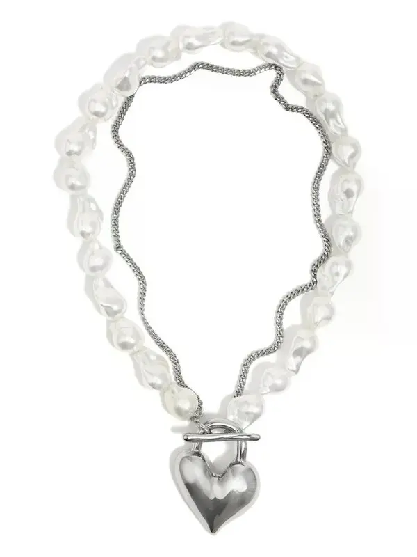 Bimba Y Lola Heart-pendant Pearl-effect Necklace - White