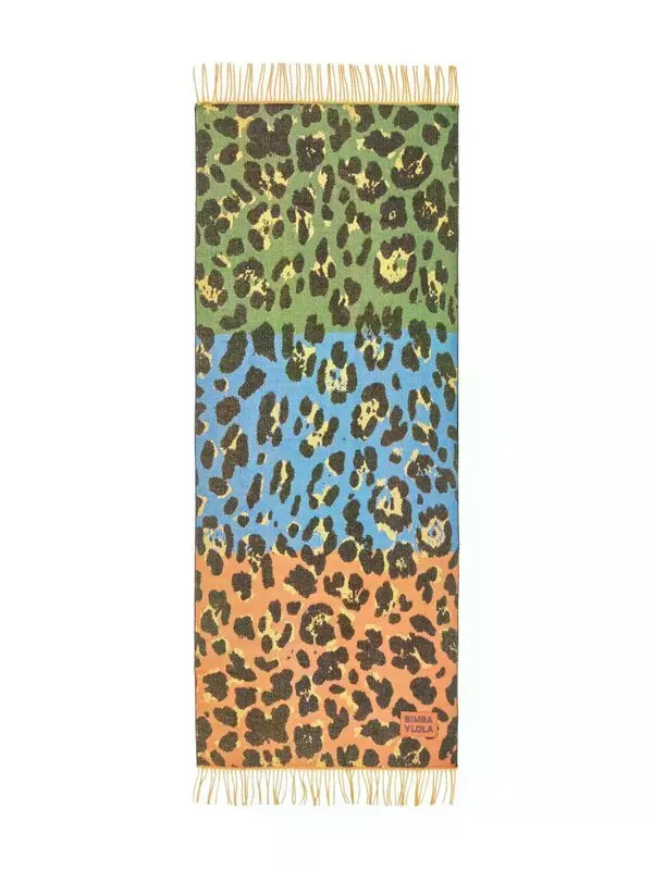 Bimba Y Lola Leopard-print Fringed Scarf - Orange