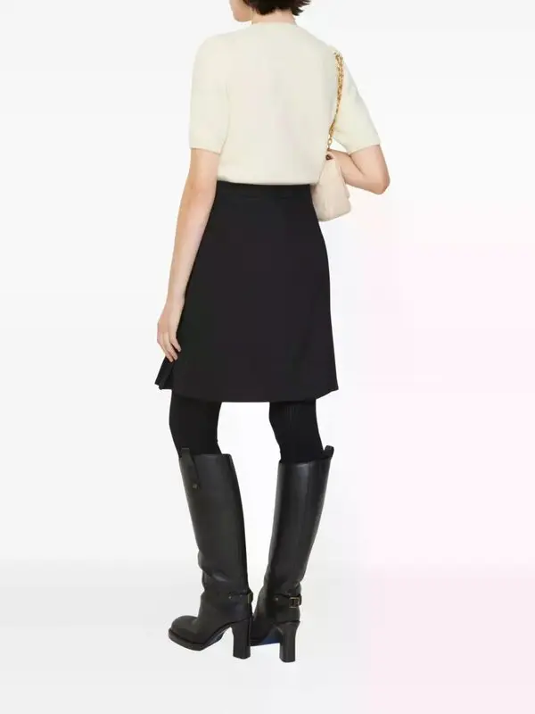 Burberry Pleated Wool Blend Midi Skirt