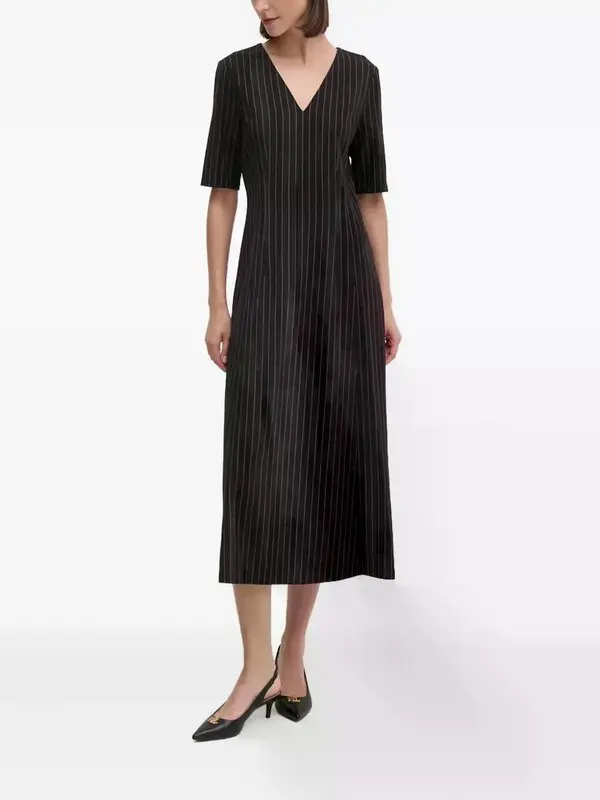 Dkny Striped V-neck Midi Dress