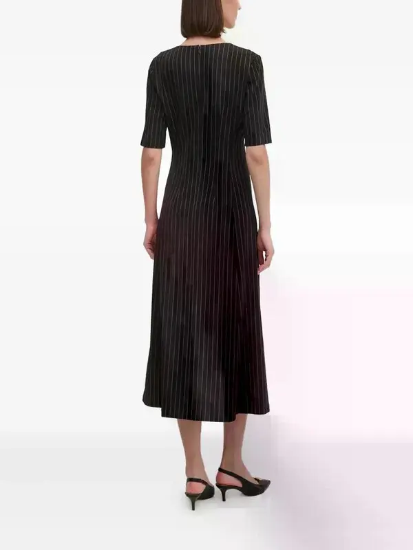 Dkny Striped V-neck Midi Dress