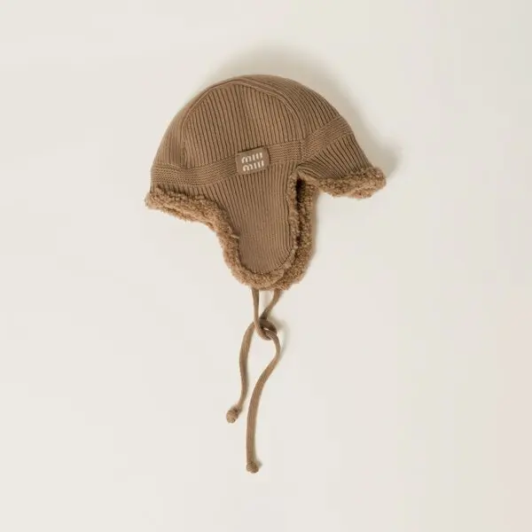 Miu Miu Wool, Cashmere, And Shearling Trapper Hat - Camel Brown