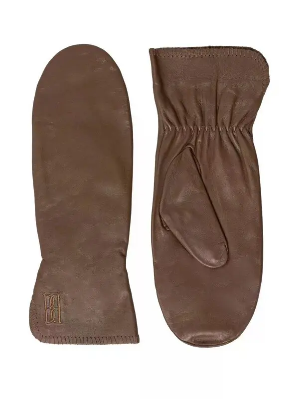 BY MALENE BIRGER Embroidered Mittens - Brown