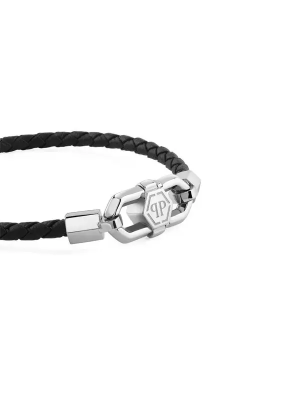 Philipp Plein Stainless Steel And Leather Bracelet