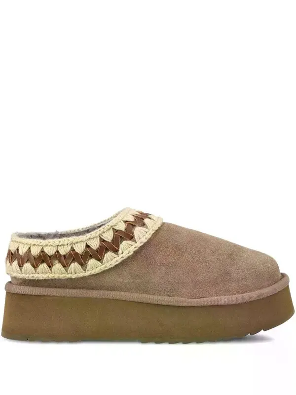 Mou Leather Platform Slippers - Brown