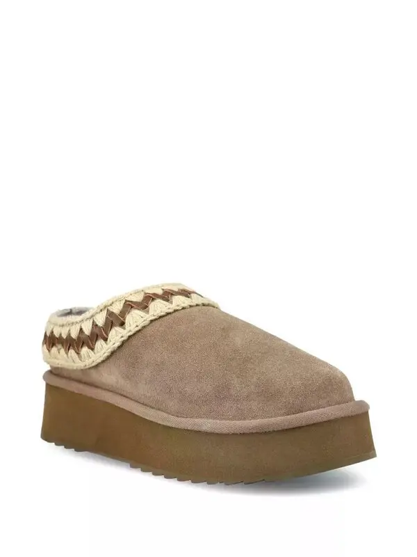Mou Leather Platform Slippers - Brown