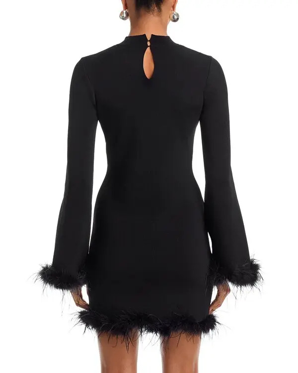 WAYF Carly Feather Trim Mini Dress