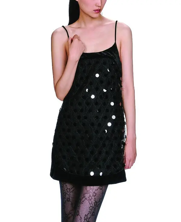 Anna Sui Mesh Paillettes Mini Dress