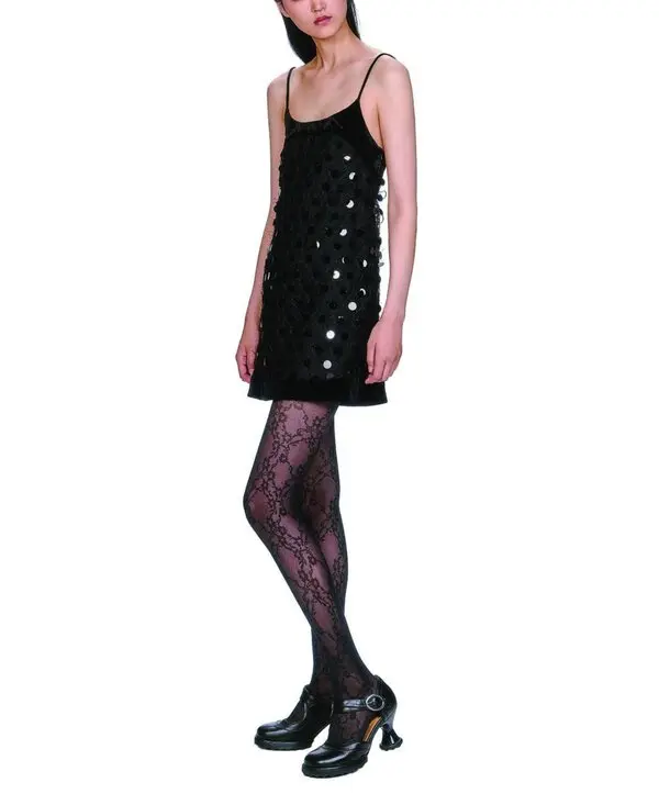 Anna Sui Mesh Paillettes Mini Dress