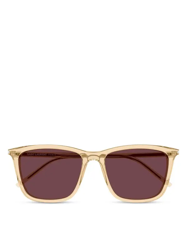 Saint Laurent Rectangular Sunglasses, 56mm - Yellow