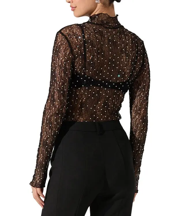 Astr The Label Kyra Lace Mock Neck Top