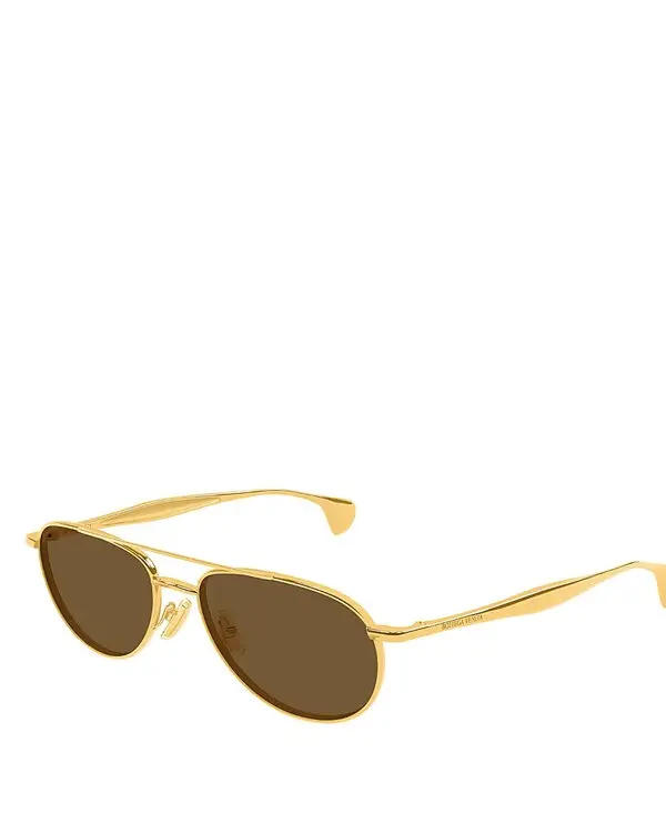 Bottega Veneta Pilot Sunglasses, 56mm - Gold
