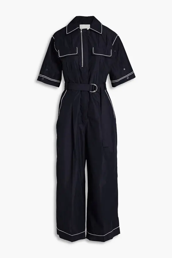 3.1 Phillip Lim Embroidered Cotton-blend Poplin Jumpsuit - Midnight Blue