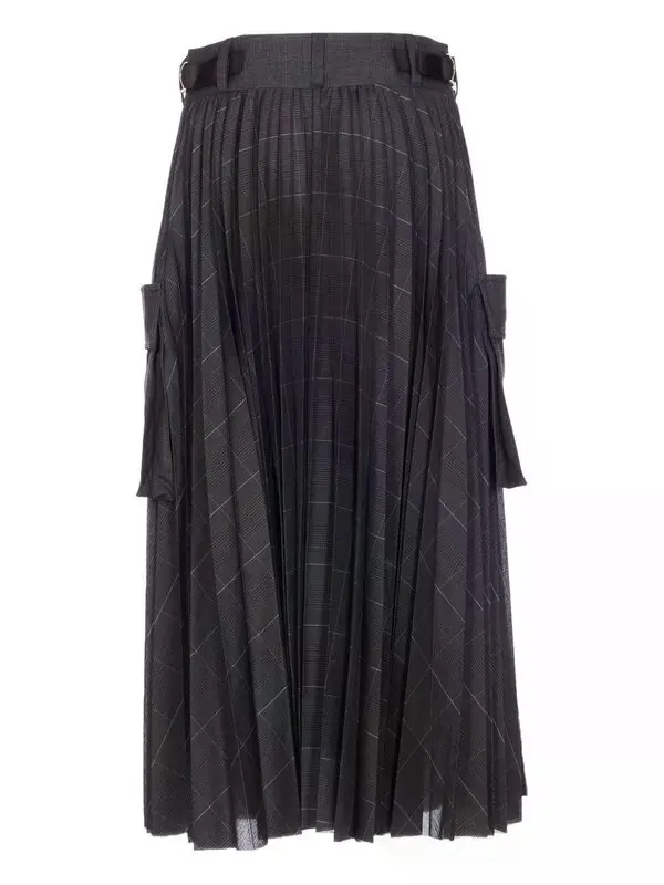 Sacai Check-pattern Pleated Skirt