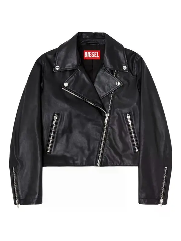 DIESEL Leather Zip-up Jacket - Black