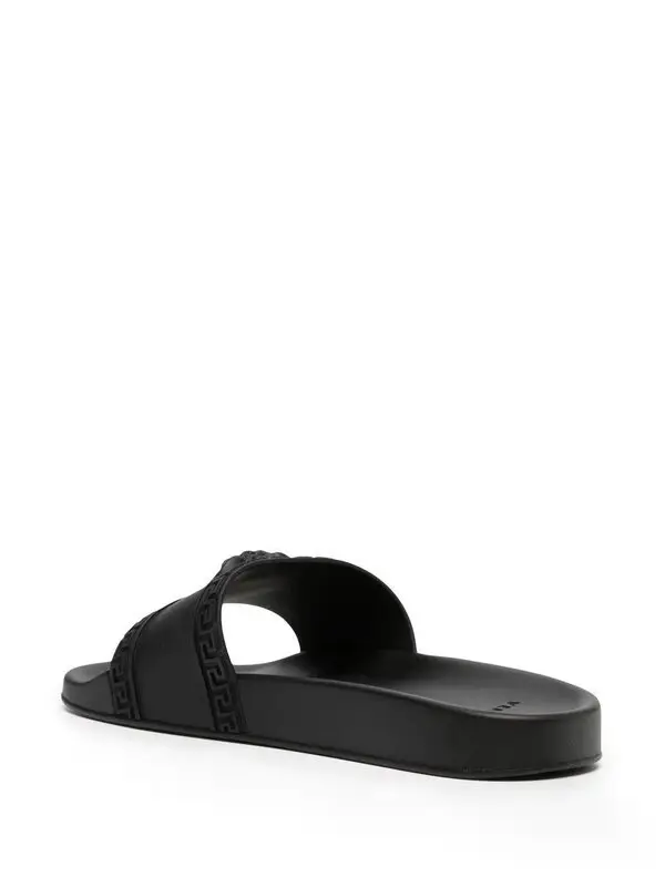 Versace Medusa Head Motif Slides - Black