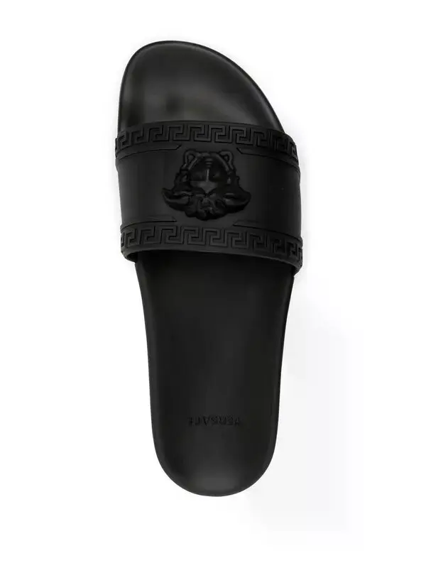 Versace Medusa Head Motif Slides - Black