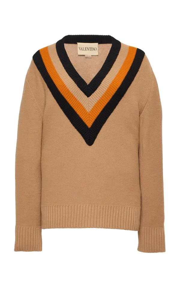 ValentinoGaravani Chevron-detailed Virgin Wool Sweater