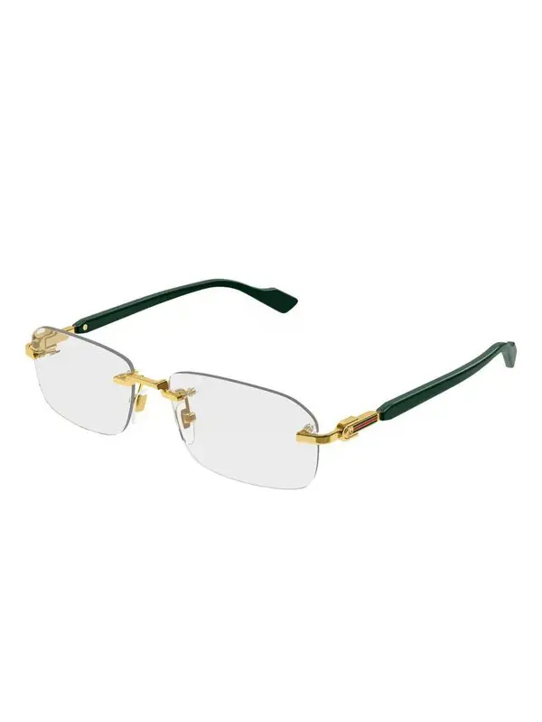 Gucci Logo Detail Rimless Glasses - Gold