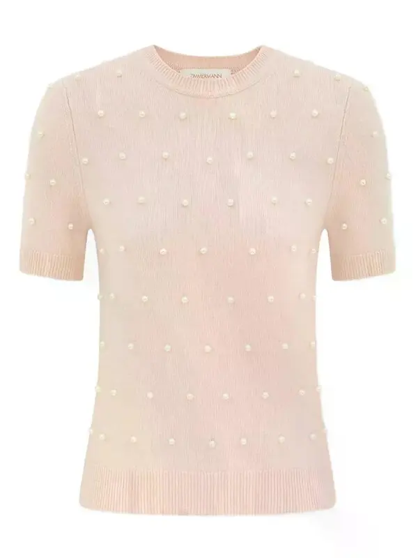 Zimmermann Beaded Short Sleeve Sweater