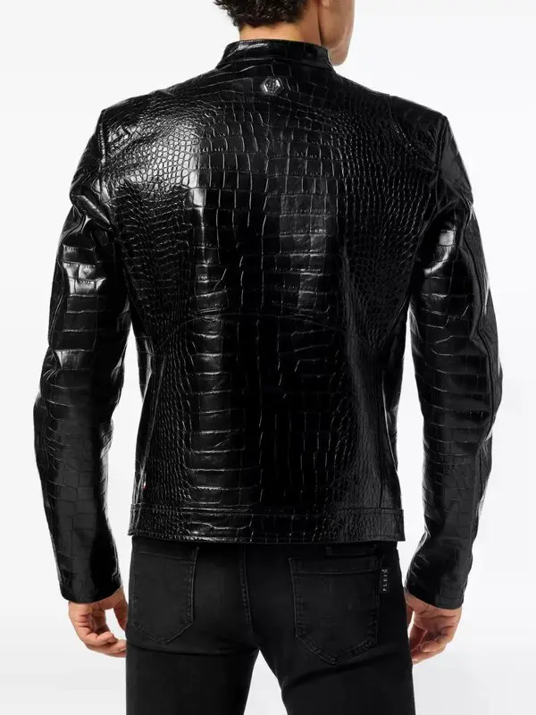Philipp Plein Crocodile-embossed Biker Jacket