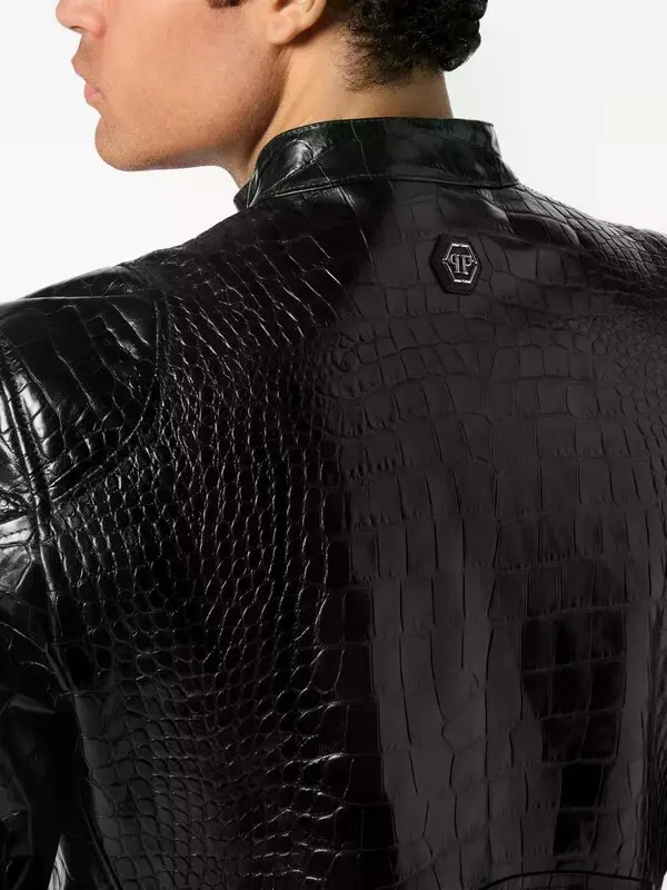 Philipp Plein Crocodile-embossed Biker Jacket