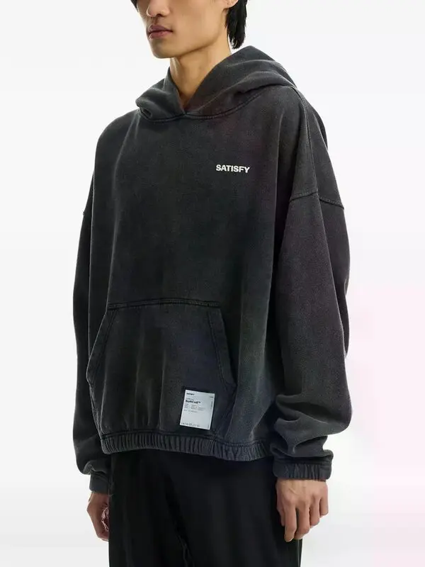 Satisfy Logo-detail Hooded Sweatshirt - Grey