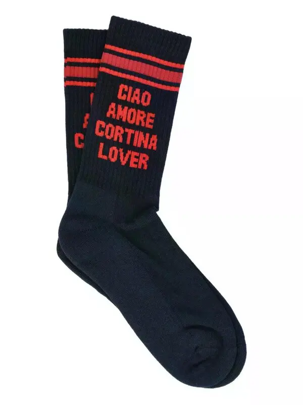 Giada Benincasa Slogan-intarsia Crew Socks - Blue