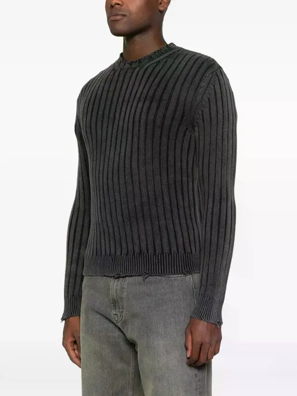 Off-White Ribbed Distressed-finish Sweater