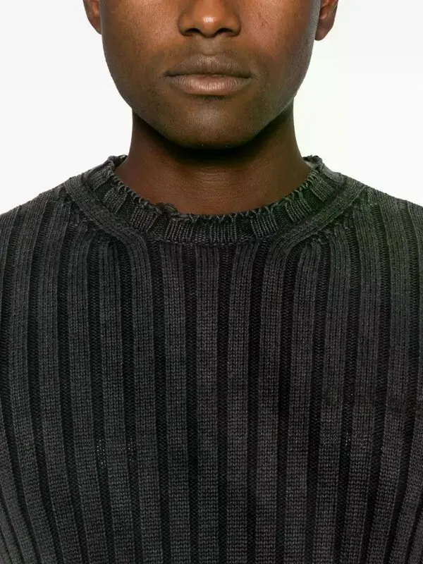 Off-White Ribbed Distressed-finish Sweater