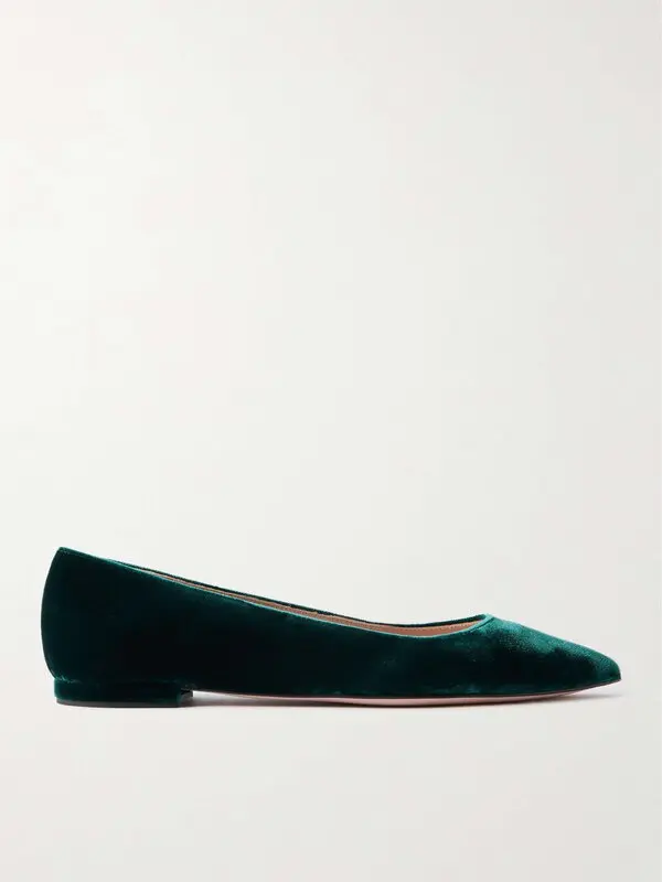 GIANVITO ROSSI Velvet Point-toe Flats - Burgundy