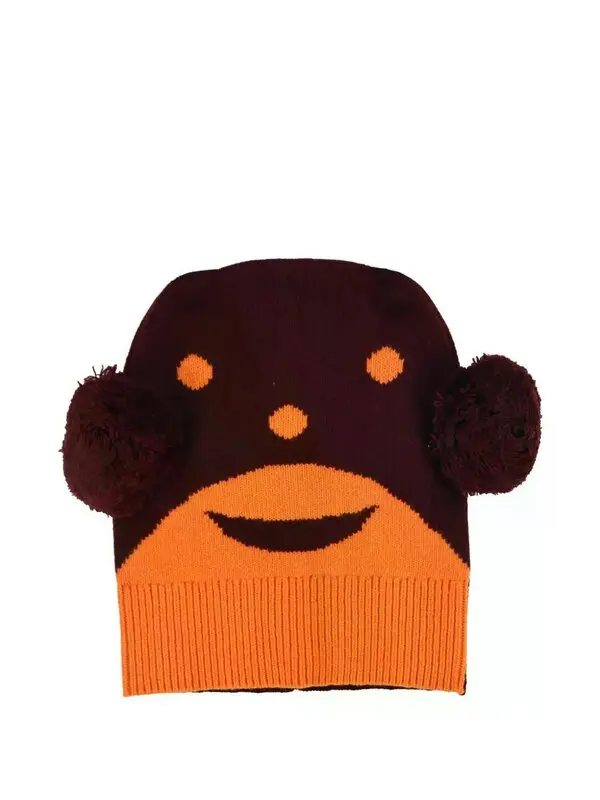 WALTER VAN BEIRENDONCK Pompom Beanie - Brown