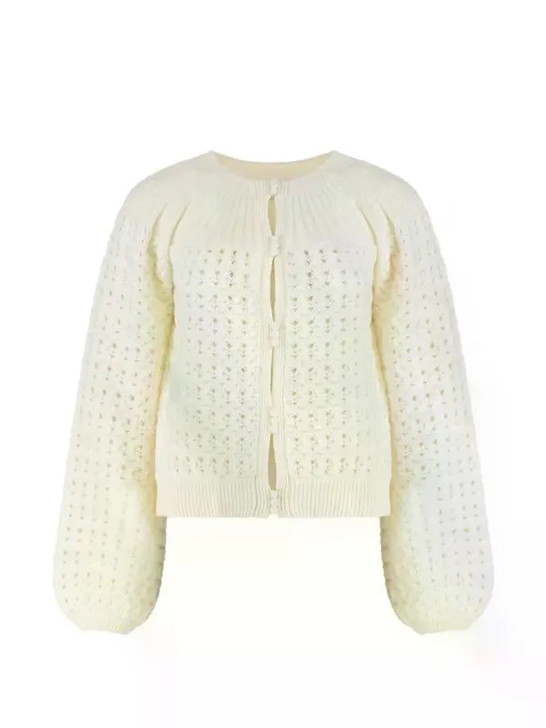 Chloé Balloon-sleeve Open-knit Cardigan - Neutrals
