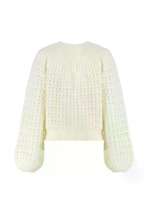 Chloé Balloon-sleeve Open-knit Cardigan - Neutrals