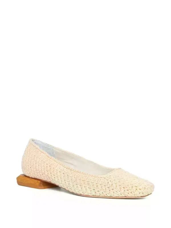 STUDIO CHOFAKIAN Crochet Square-toe Ballet Flats