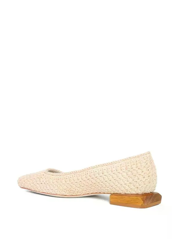STUDIO CHOFAKIAN Crochet Square-toe Ballet Flats