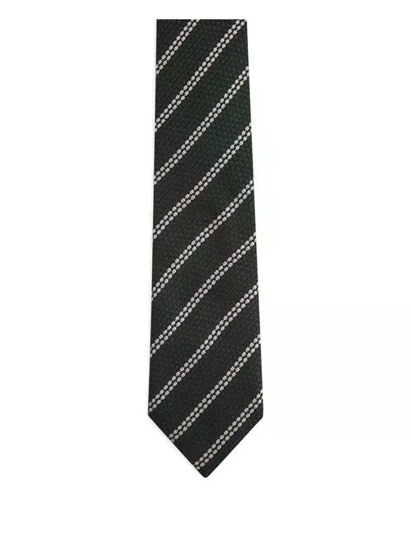 Zegna Geometric Pattern Silk Tie - Green