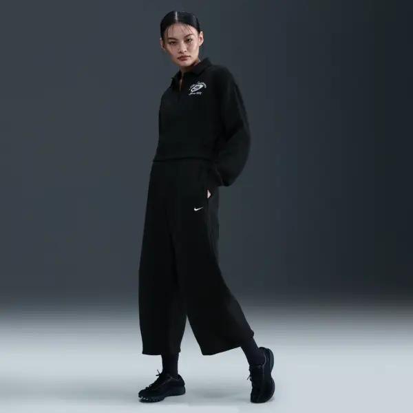 Nike Sportswear Phoenix Fleece Loose Mid-rise Barrel Pants - Black