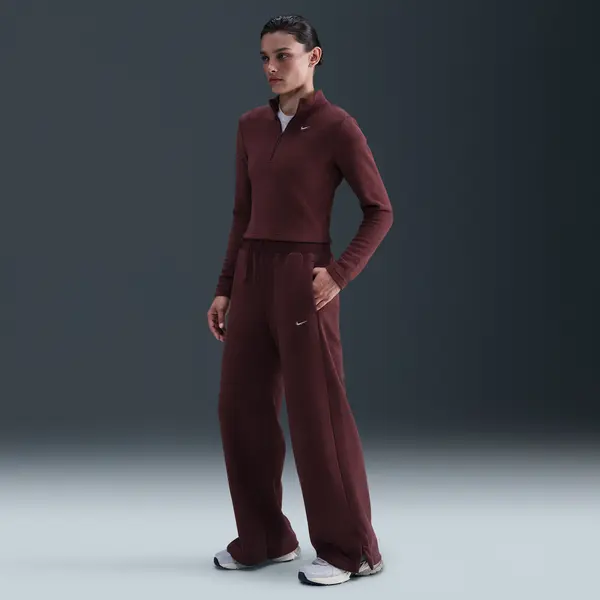 Nike Sportswear Phoenix Plush High-waisted Wide-leg Fleece Pants - Red