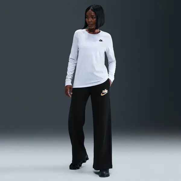 Nike Sportswear Club Fleece Mid-rise Wide-leg Pants - Black