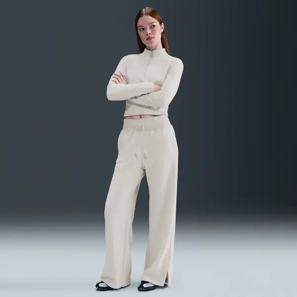 Nike Sportswear Phoenix Plush High-waisted Wide-leg Fleece Pants - Grey