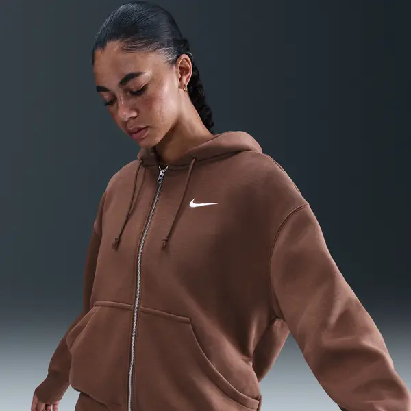 Nike Sportswear Phoenix Fleece Oversized Full-zip Hoodie - Brown