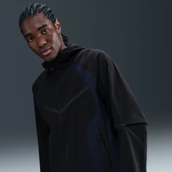 Nike Tech Dri-fit Woven Color-block Windrunner Loose Jacket - Black