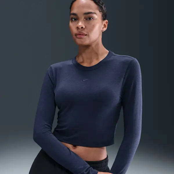 Nike Sportswear Chill Knit Slim Long-sleeve Cropped Top - Blue