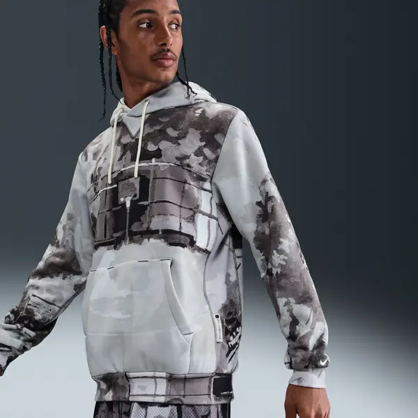 Nike Standard Issue Therma-fit Pullover Basketball Hoodie - Grey