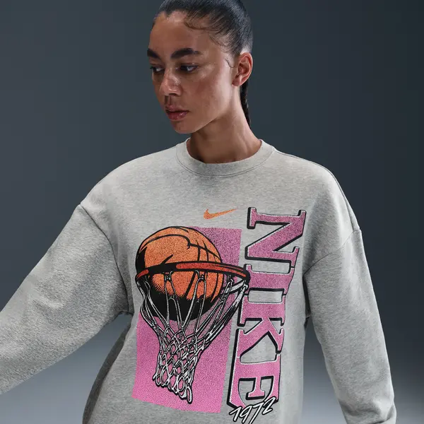 Nike Club Fleece Loose Crew - Grey