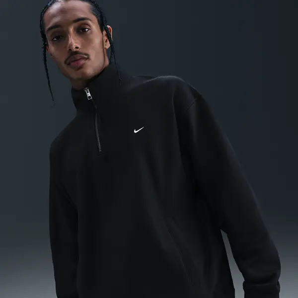 Nike Solo Swoosh Fleece Quarter-zip Top - Black